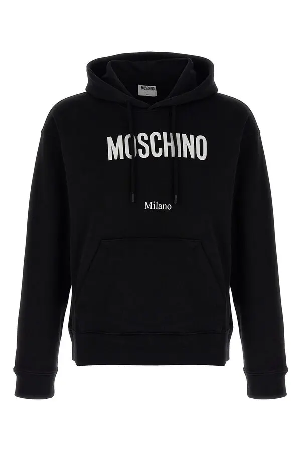Moschino Logo Print Hoodie - Black