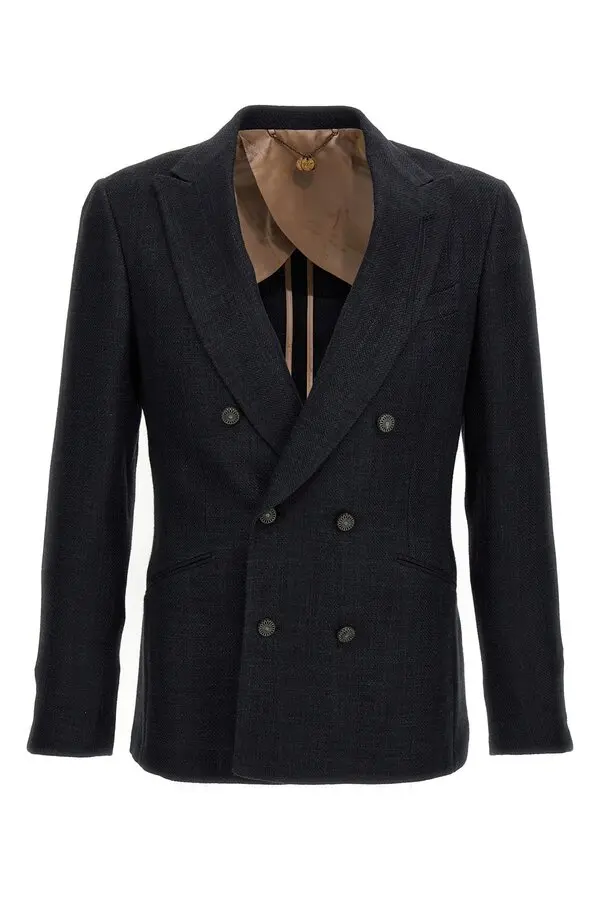 MAURIZIO MIRI Silk And Linen Blend Double-breasted Jacket