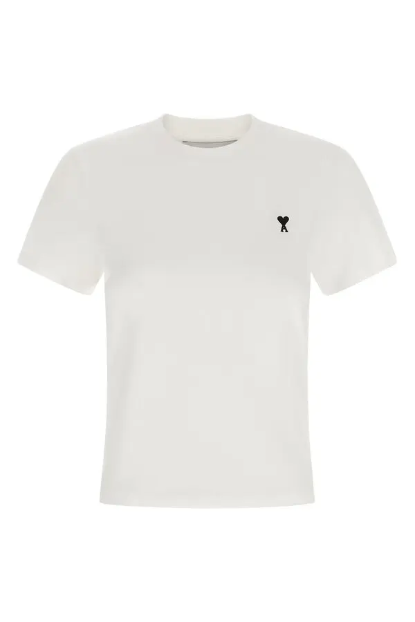 AMI Paris De Coeur Cropped T-shirt - White/black