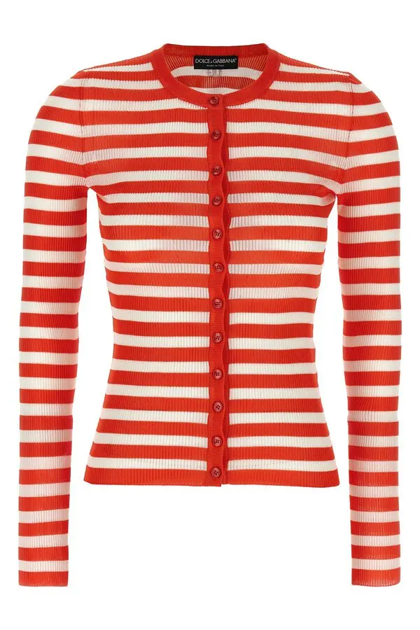 Dolce & Gabbana Striped Viscose Cardigan - Orange