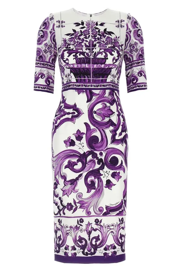 Dolce & Gabbana Maiolica' Print Dress - Purple