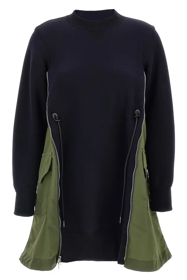 Sacai Sponge Cotton Blend Mini Dress