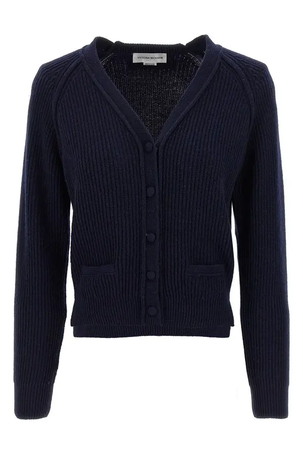 Victoria Beckham Stepped Hem' Cardigan - Blue