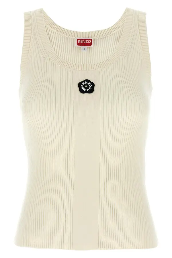 Kenzo Boke Flower 2.0 Ribbed Viscose Top - White