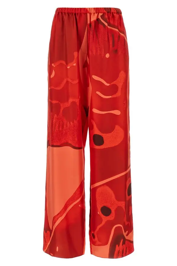 FERRAGAMO Summer Print Silk Palazzo Pants