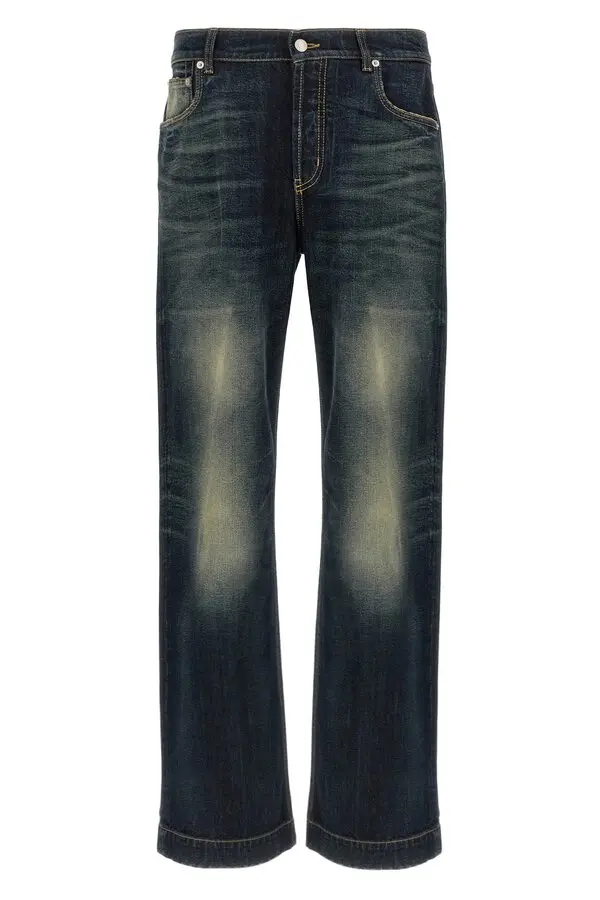 Alexander McQueen Wide Leg Denim Jeans - Blue