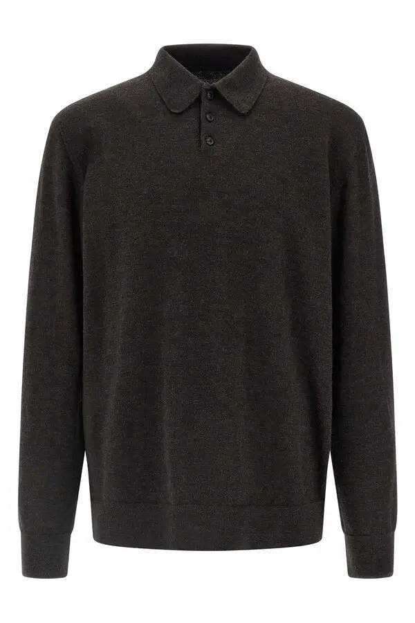 MAISON MARGIELA Suede Patch Polo Shirt - Brown