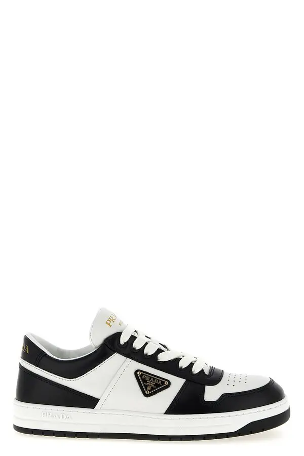 Prada Downtown Leather Sneakers - White/black