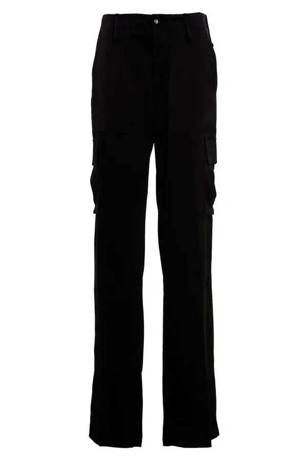 David Koma Satin Cargo Pants - Black