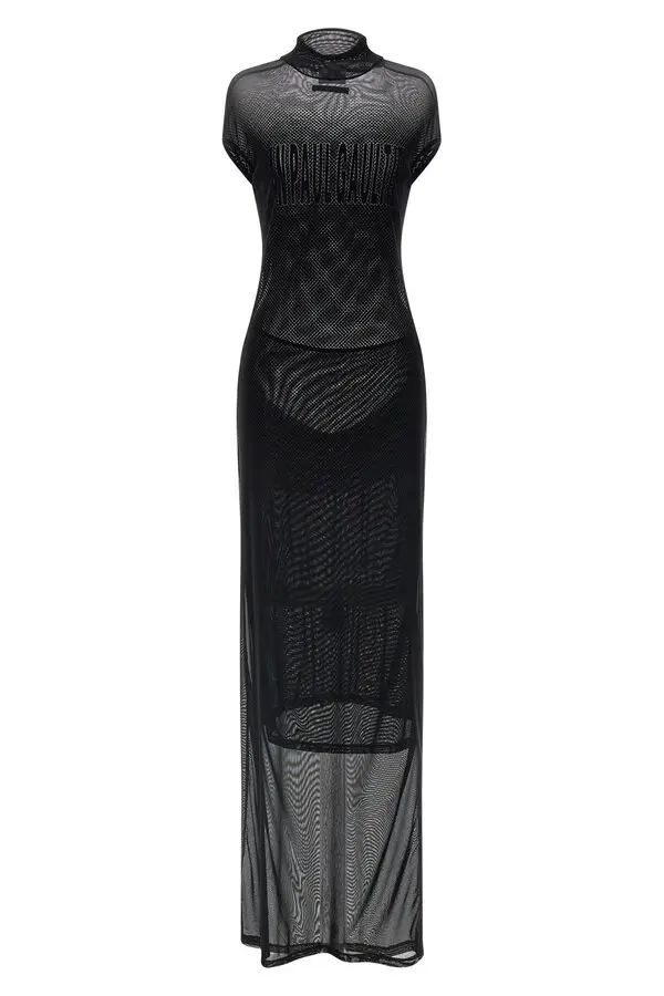 JEAN PAUL GAULTIER Flocked Mesh Long Dress
