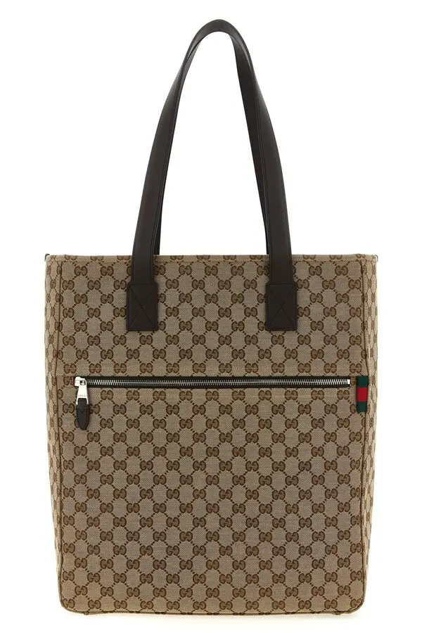 Gucci Gg Monogram Shoulder Bag - Brown