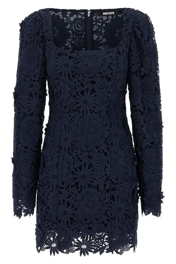ROTATE BY BIRGER CHRISTENSEN 3d Lace Ls Mini Dress - Blue