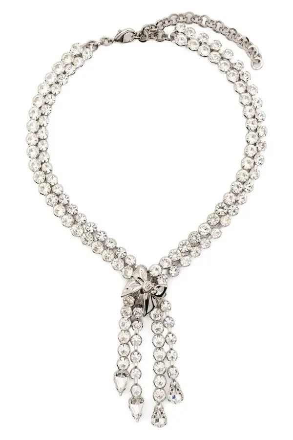 Alessandra Rich Bow Crystals Necklace