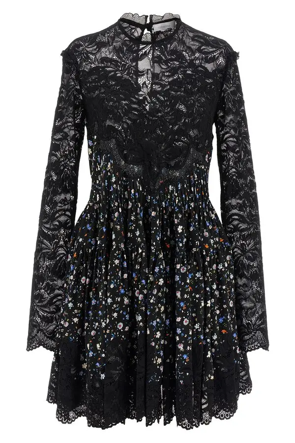 Rabanne Floral Lace Dress - Black