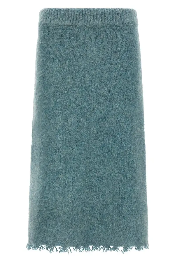 JIL SANDER Wool Knit Skirt - Light Blue