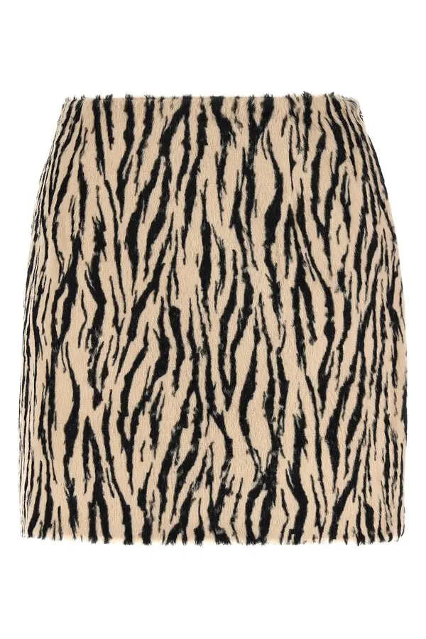 ROTATE BY BIRGER CHRISTENSEN Printed Faux Fur Skirt