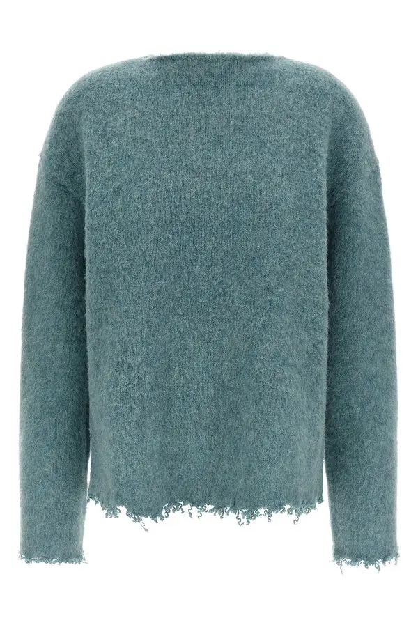 JIL SANDER Fringed Wool Sweater - Light Blue