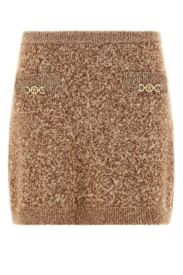 Versace Mouline Cashmere Blend Knit Mini Skirt