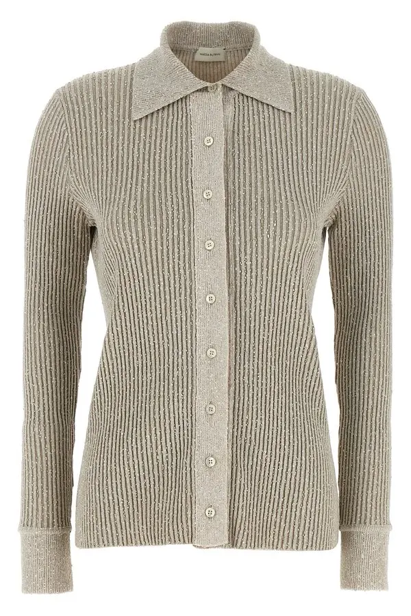 Magda Butrym Ribbed Viscose Knit Cardigan