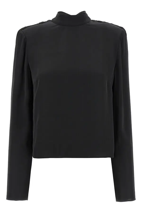 ROTATE BY BIRGER CHRISTENSEN Satin Drapy Back Top - Black