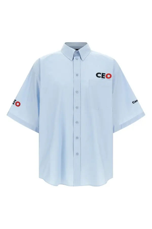 Balenciaga Ceo Uniform Logo' Shirt - Light Blue