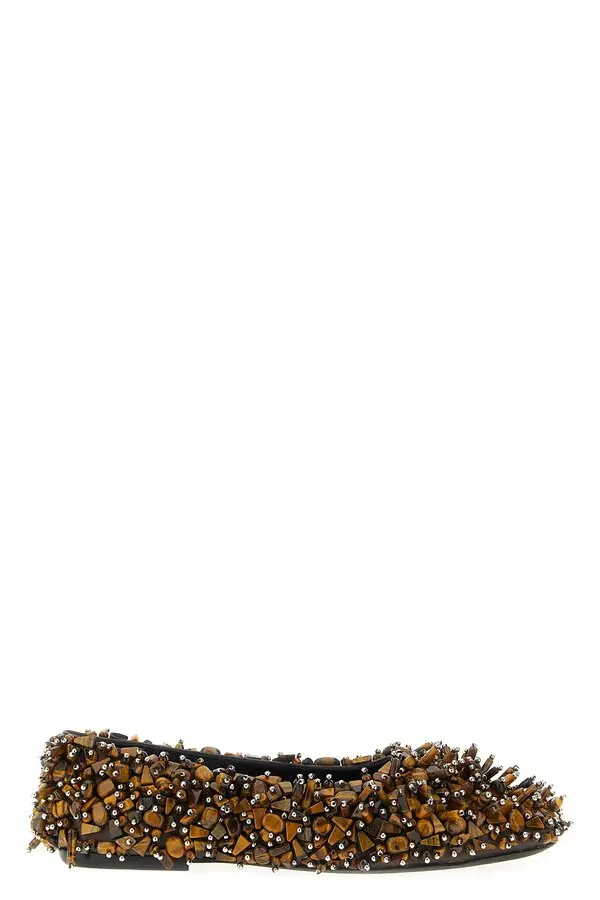 Dries Van Noten Beaded Ballet Flats - Brown