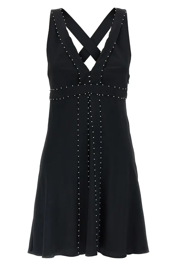 GIOVANNI BEDIN Silk Blend Pearl Appliqué Mini Dress