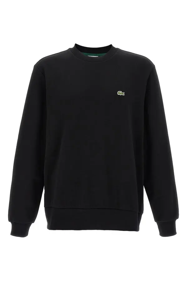 Lacoste Logo Patch Fleece Cotton Sweatshirt - Black