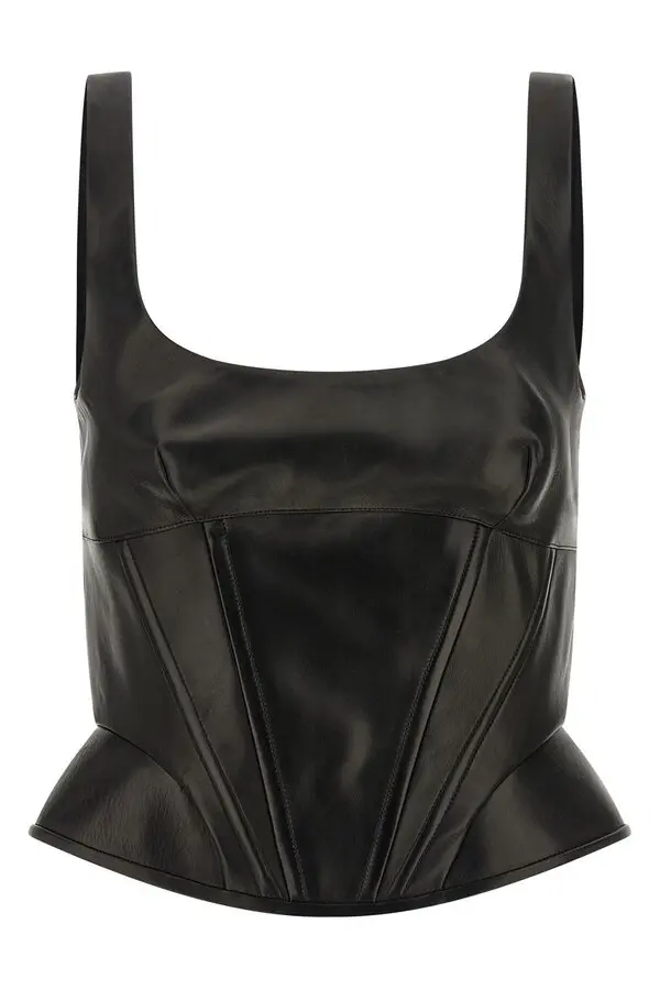 Ermanno Scervino Peplos Leather Top