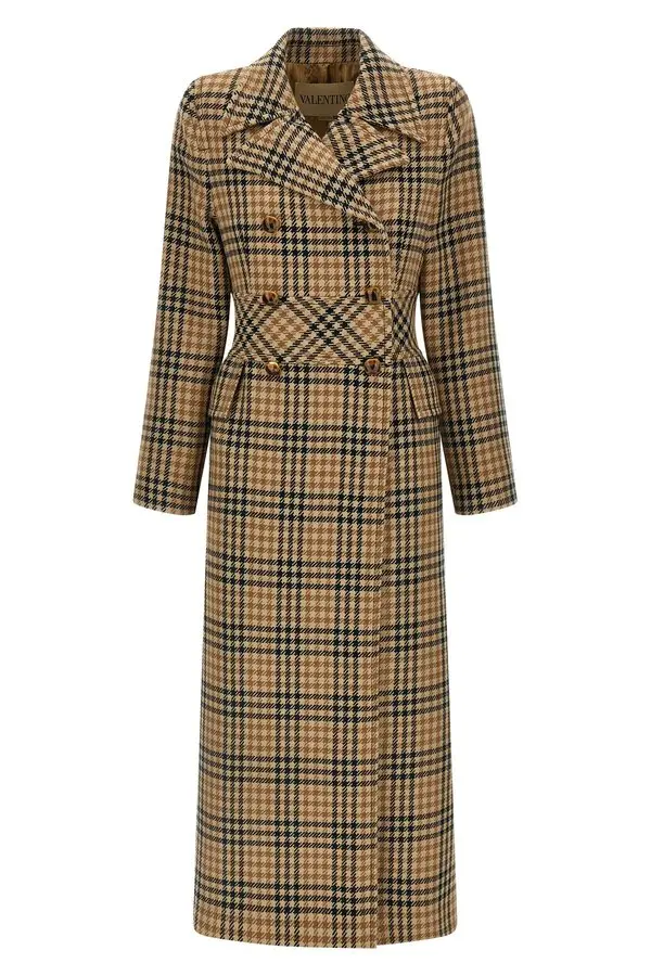 Valentino Garavani Houndstooth Wool Coat - Brown