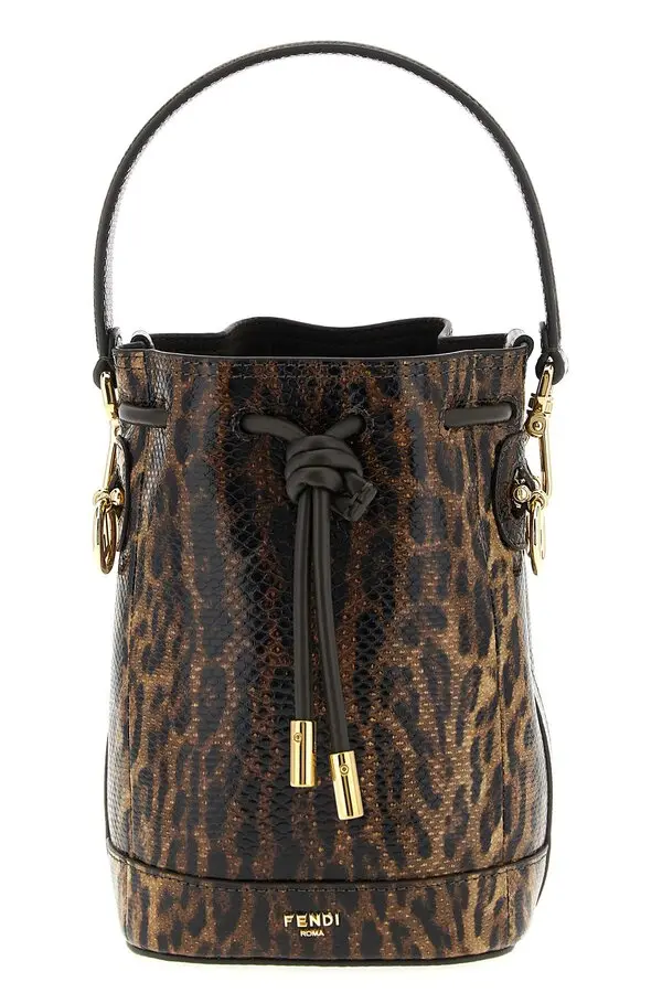 Fendi Mon Tresor Karung Snake Leather Bucket Bag - Brown