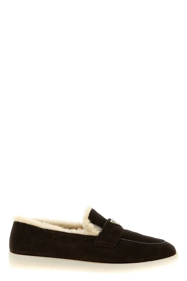 Prada Suede Shearling-lined Loafers
