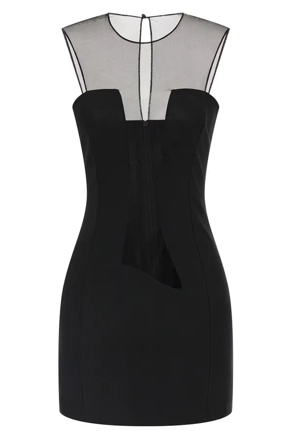 NENSI DOJAKA Tulle Insert Dress
