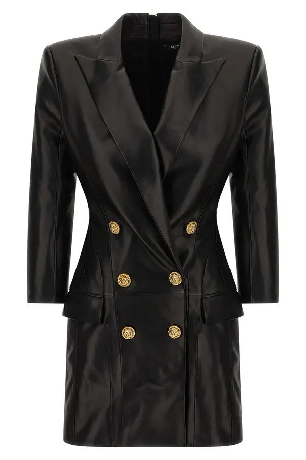 Balmain Leather Mini Blazer Dress