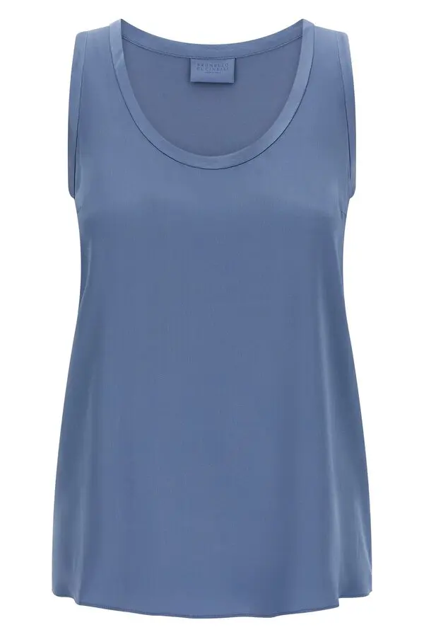 Brunello Cucinelli Satin Top - Blue