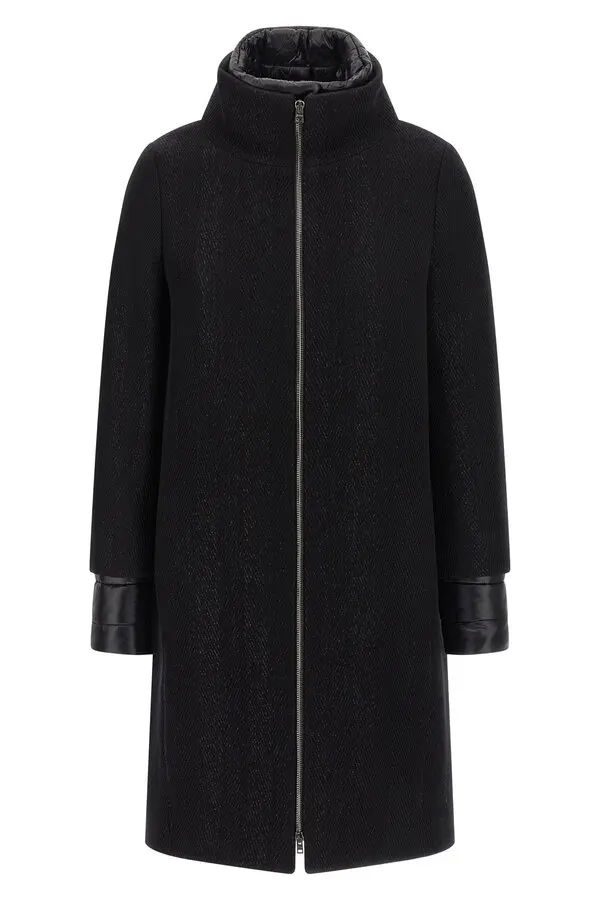 Herno Lamé Thread And Wool Coat