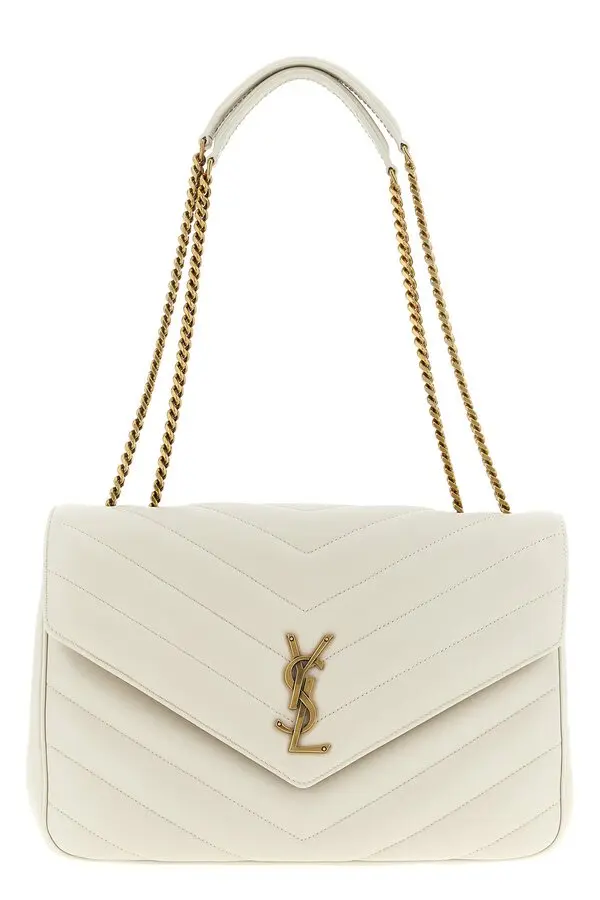Saint Laurent Loulou Shoulder Bag - Beige
