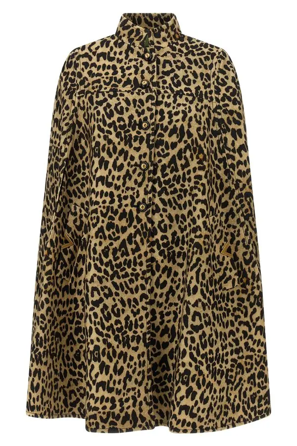 Valentino Garavani Animalier Wool Cape - Brown