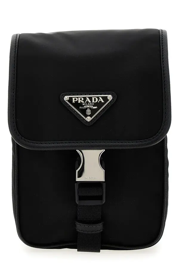 Prada Re-nylon Logo Crossbody Bag - Black