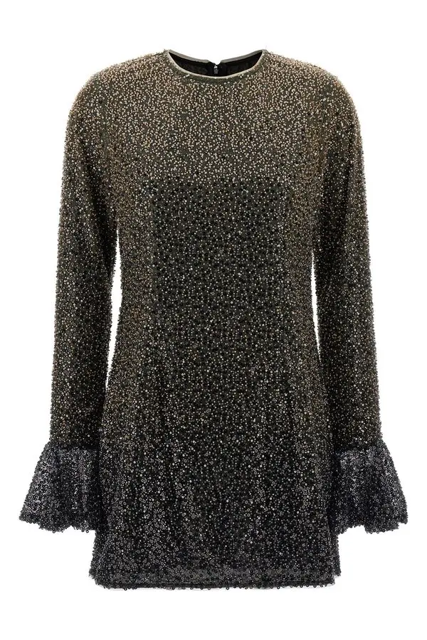 ROTATE BY BIRGER CHRISTENSEN Beaded Long Sleeve Mini Dress