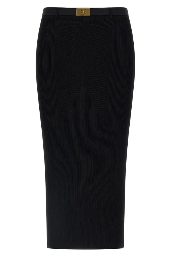 Elisabetta Franchi Ribbed Knit Midi Skirt