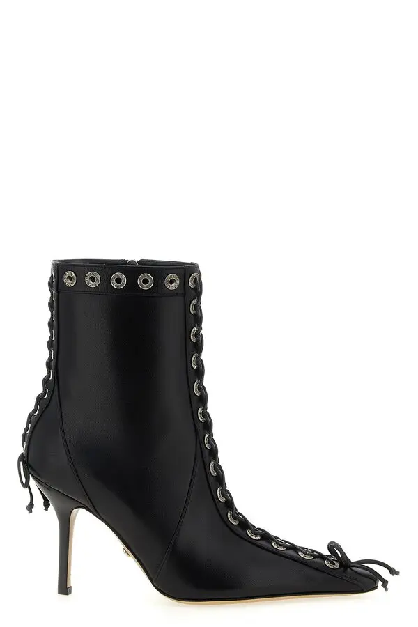 Mach & Mach Crystalized Corset Leather Ankle Boots