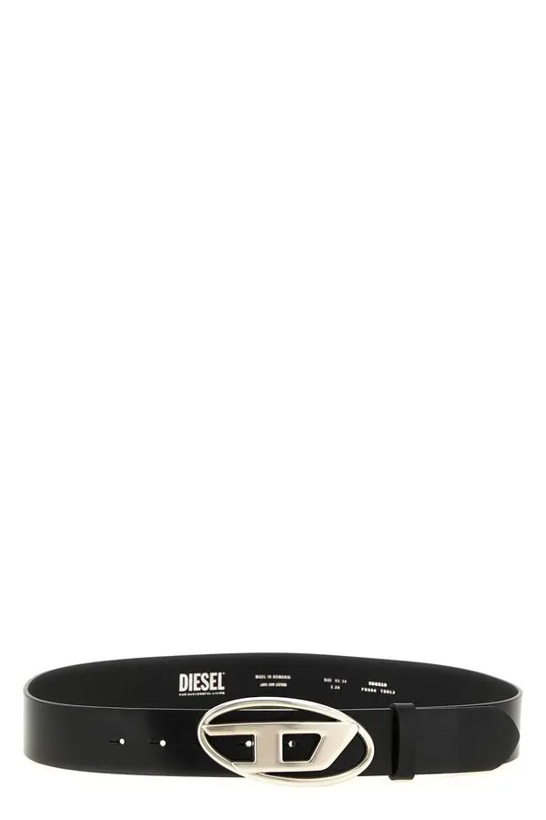 DIESEL® D Logo Leather Belt - Black