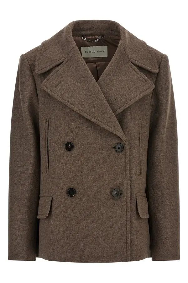 Dries Van Noten Vafel Mélange Wool Blend Coat - Brown