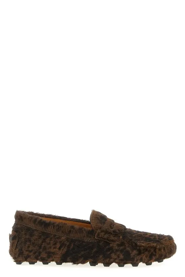 TOD'S Gommino Macro Pony Hair Loafers - Brown