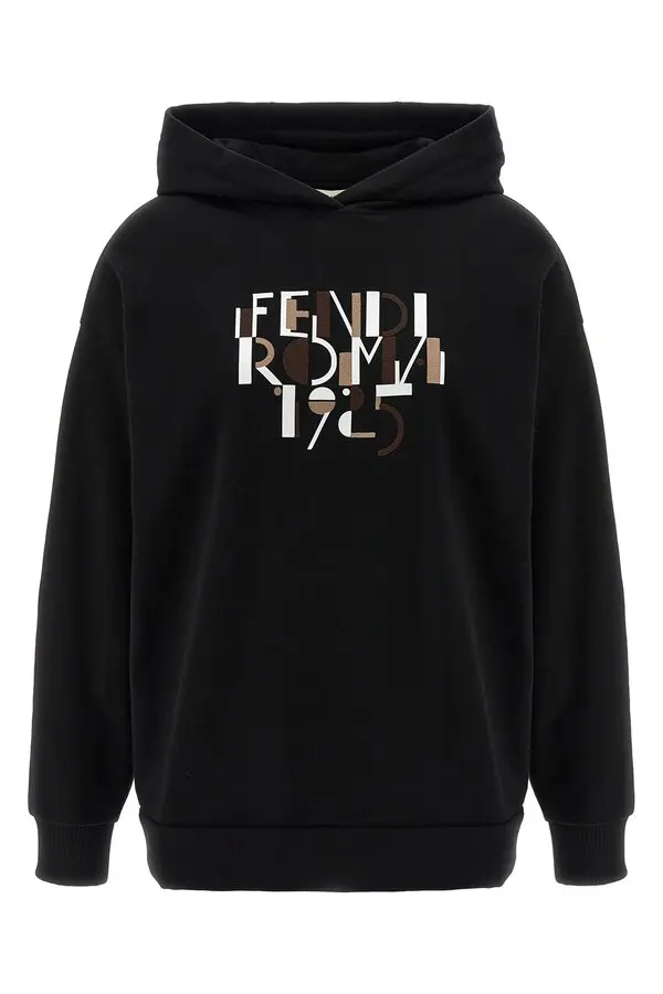 Fendi Roma Cotton Hoodie - Black