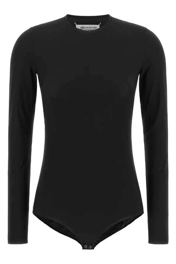 MAISON MARGIELA Technical Stretch Jersey Long Sleeves Crew Neck Bodysuit - Black