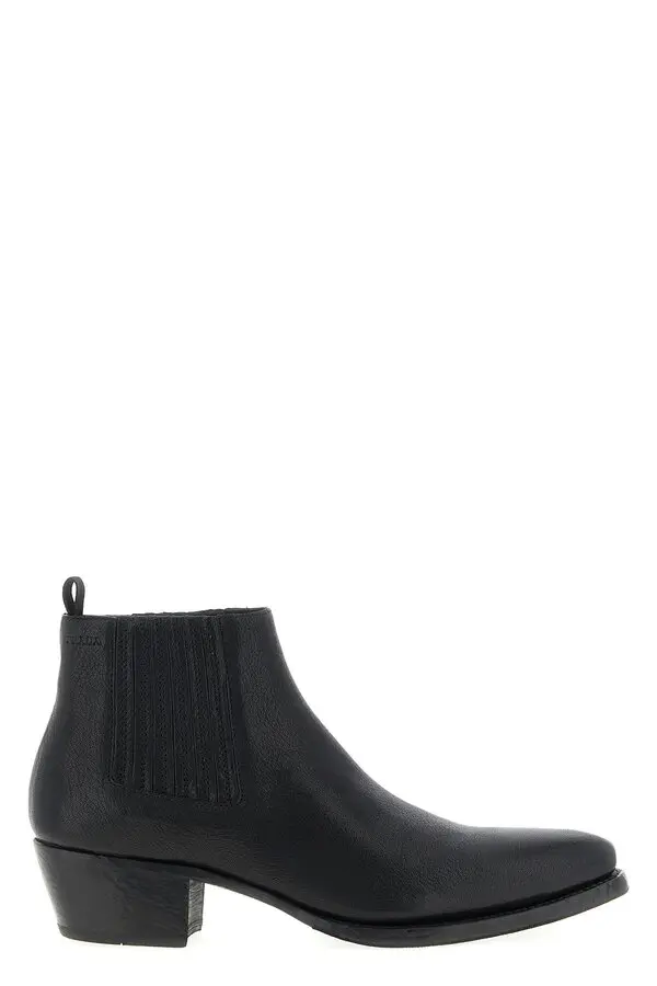 Prada Leather Chelsea Ankle Boots - Black
