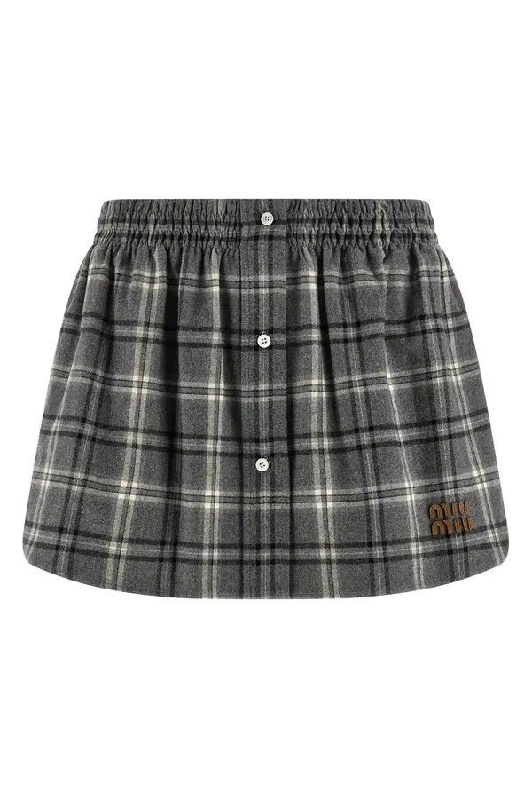 Miu Miu Check Flannel Skirt