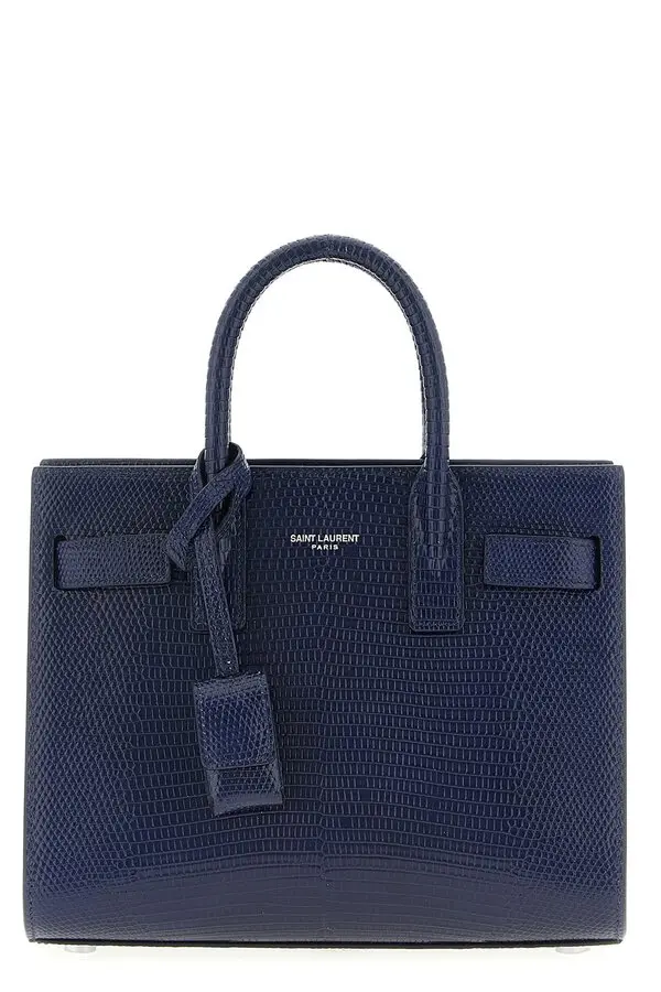 Saint Laurent Lizard Nano Sac De Jour Handbag - Blue